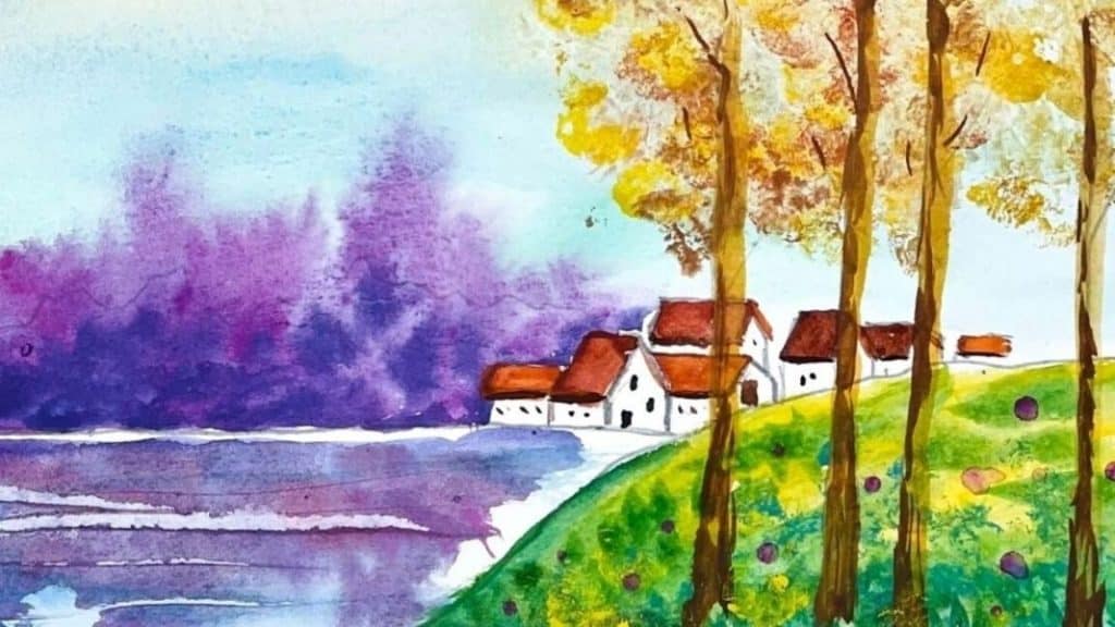 El mejor paisaje rural para dibujar a 3 técnicas